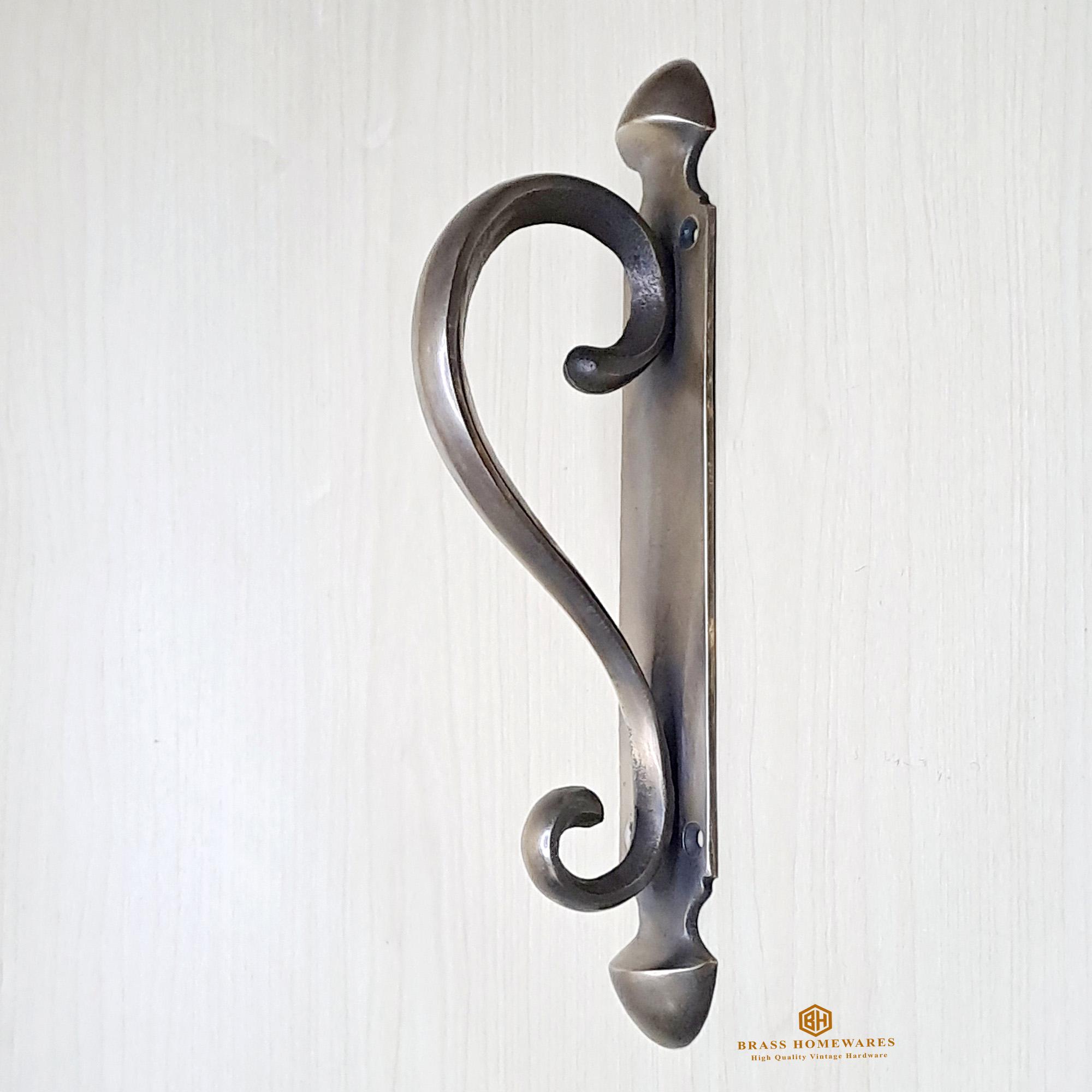 8.6" Pair of Vintage Brass Door Handle Pull, Antique Victorian Torpedo ...