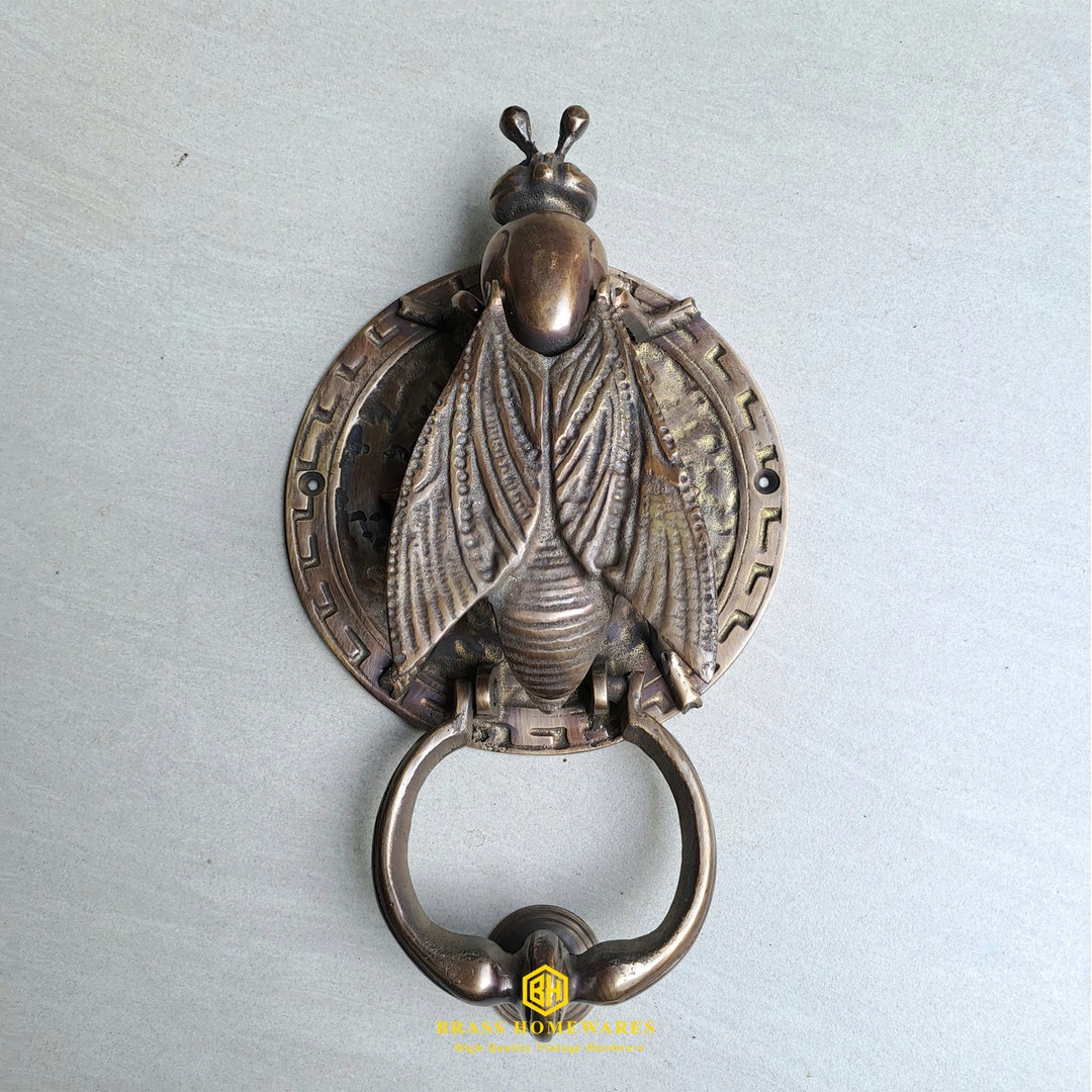 8.6" Vintage Solid Brass Hornet Door Knocker - Decorative Door Bell ...