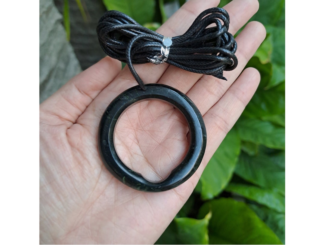 Handgefertigte schwarze Jade Vitalität Werkzeug Ring Stein Natürliche ...