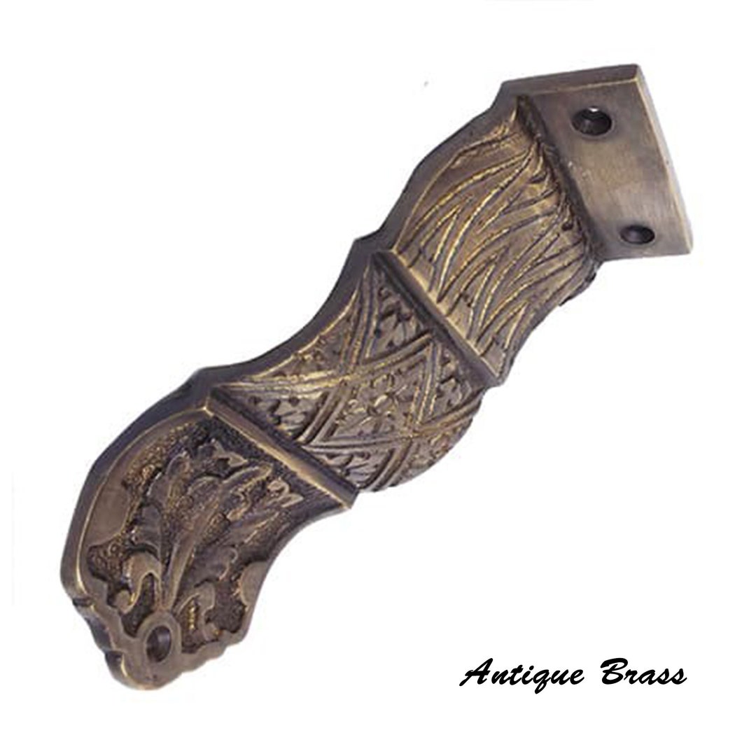 3.7" Vintage Solid Brass Stair Handrail Brackets - Ornate Victorian ...