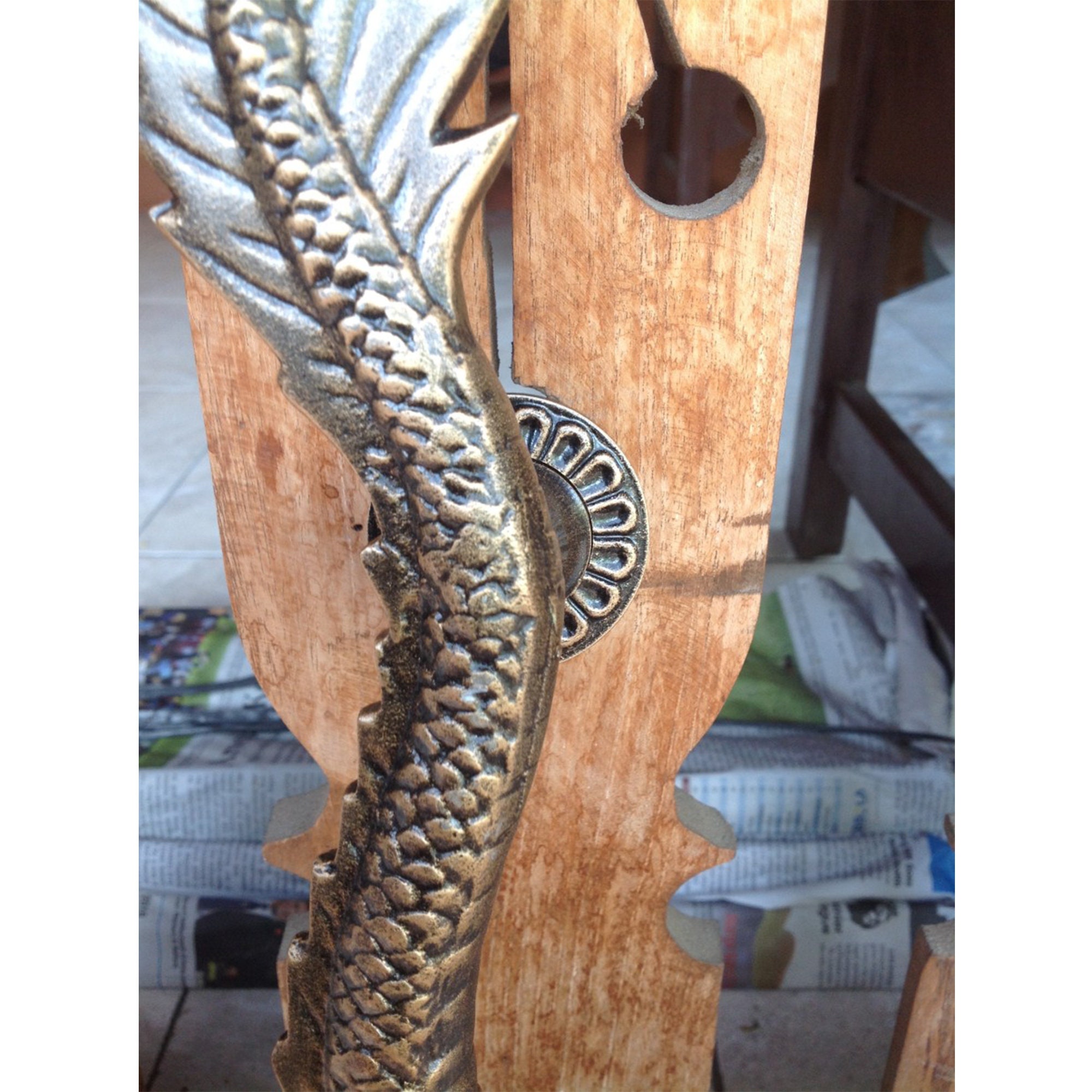 18.8 Pair of Vintage DRAGON KING Door Handle Pull Antique Brass Front ...