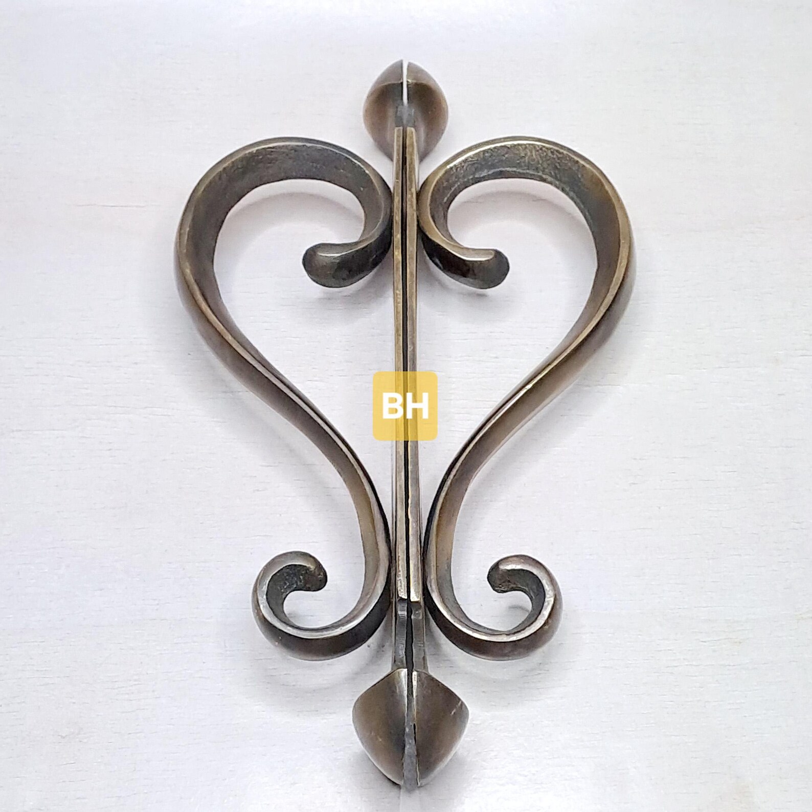 8.6" Pair of Vintage Brass Door Handle Pull, Antique Victorian Torpedo ...