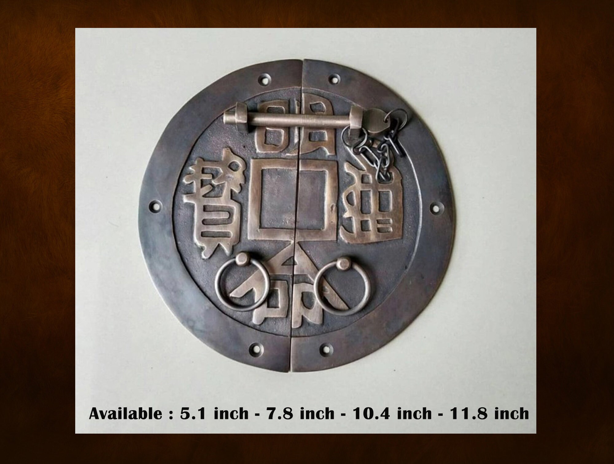 Vintage Latch Lock Solid Brass Classic Round Chinese Hasp Lock Catch ...