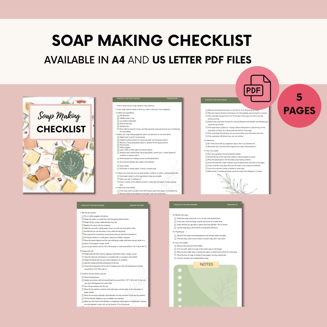 Soap Making Checklist, Printable Blank Sheet,soap Making Template,soap ...