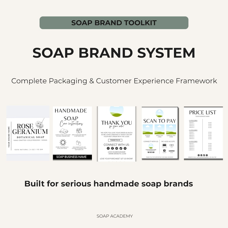 Handmade Soap Brand System: Packaging & Customer Experience Templates ...