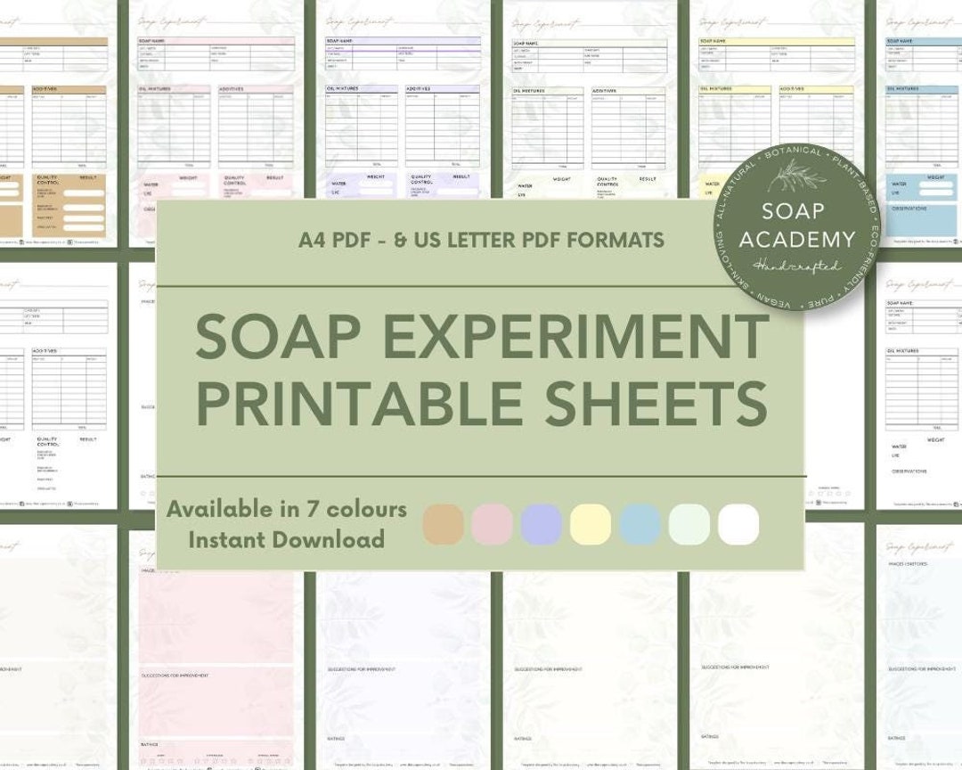 Printable Blank Soap Experiment Recipe Sheet,soap Making Recipe ...
