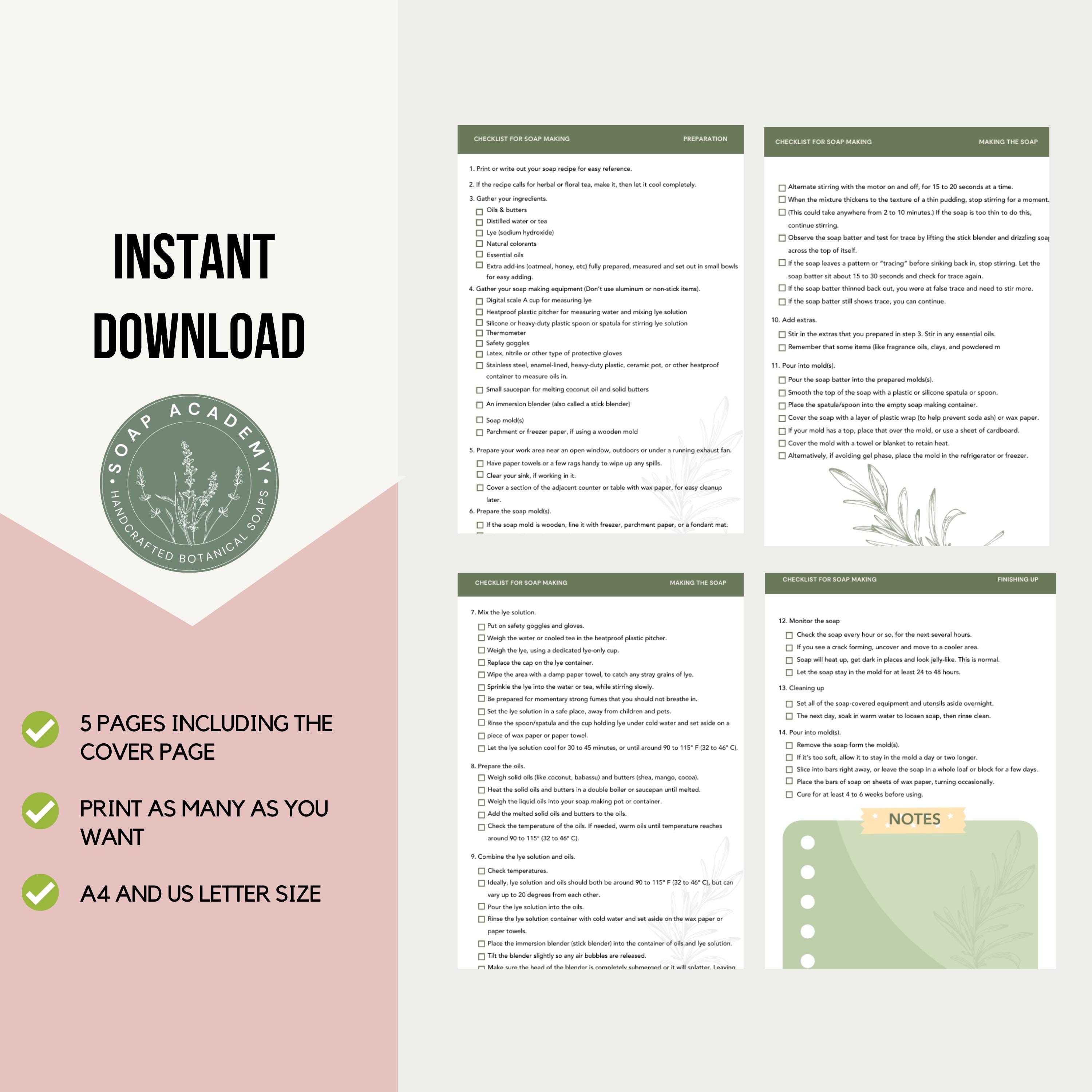 Soap Making Checklist, Printable Blank Sheet,soap Making Template,soap ...