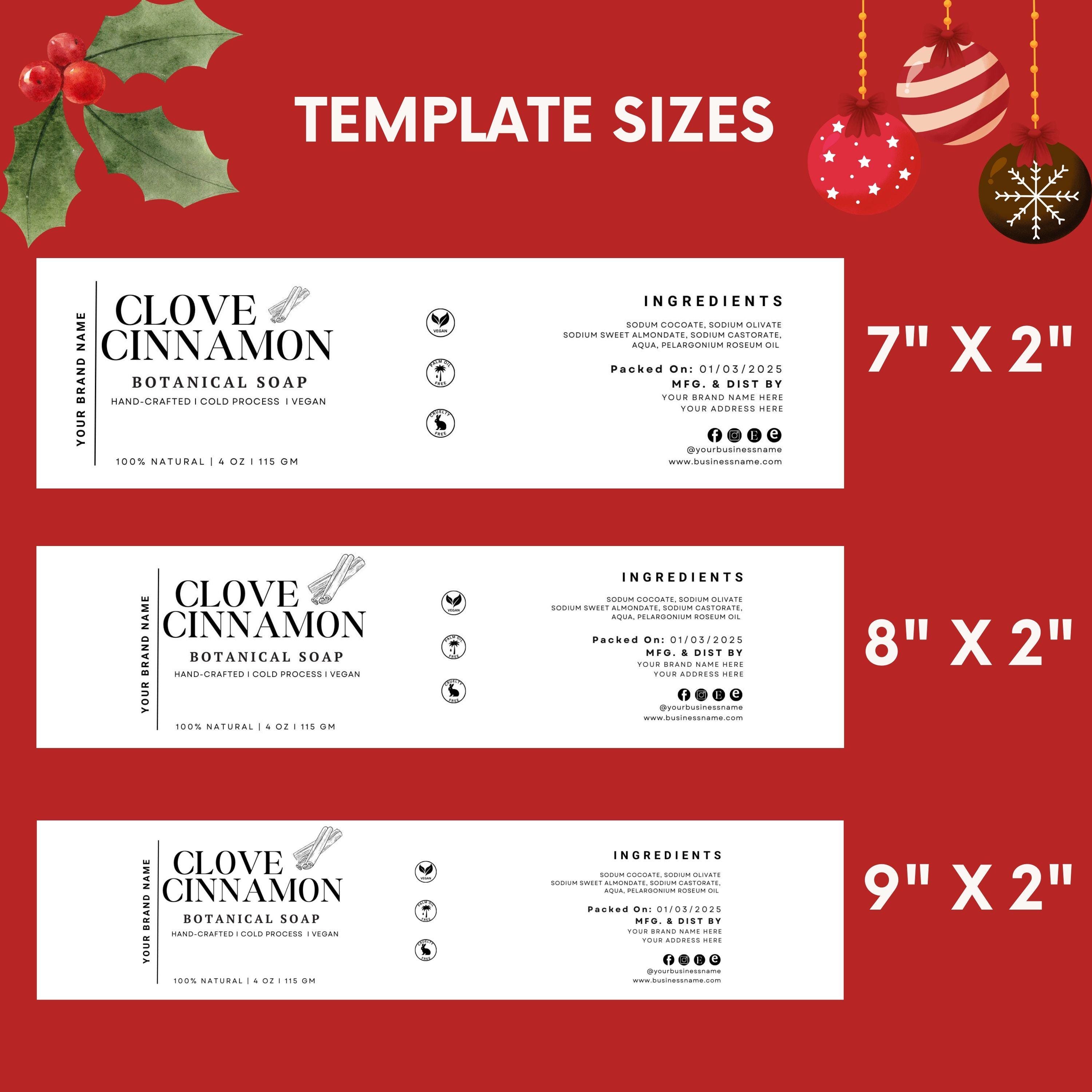 Clove Cinnamon Soap Label Template: Editable Belly Band (canva, Digital ...
