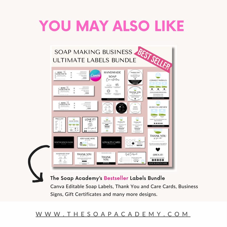 Soap Care & Thank You Card Templates: Editable Canva Design (digital ...