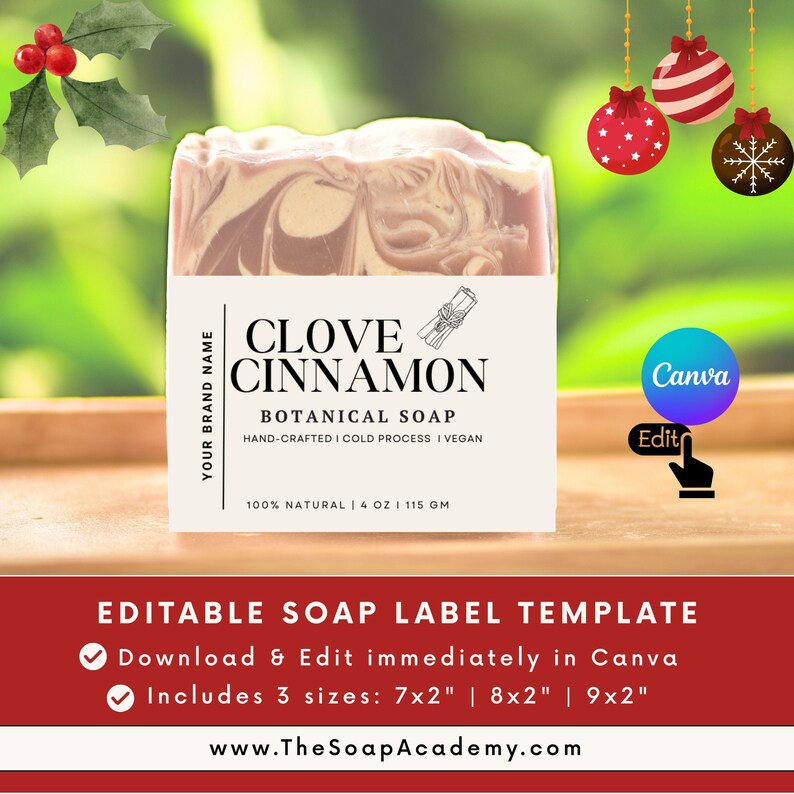 Clove Cinnamon Soap Label Template: Editable Belly Band (canva, Digital ...