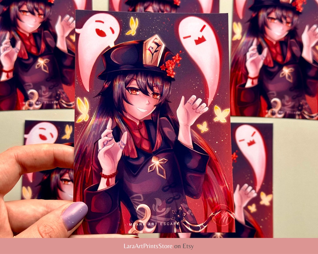 SATIN Genshin Impact Art Hu Tao Genshin Art Print Anime Fanart A6 Mini ...