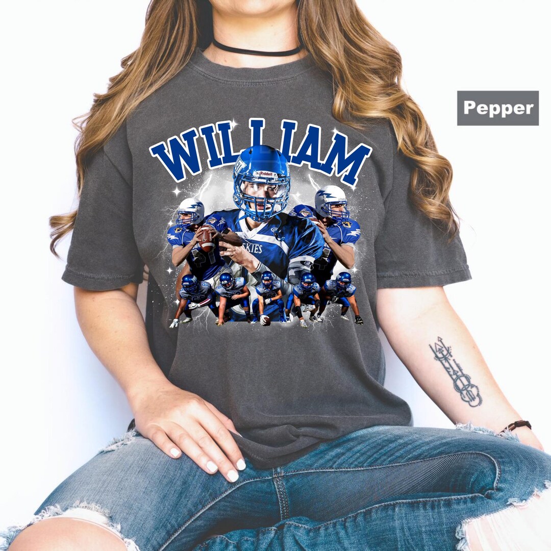 Comfort Colors Custom Sports T-shirt, Personalized Football Collage Tee ...