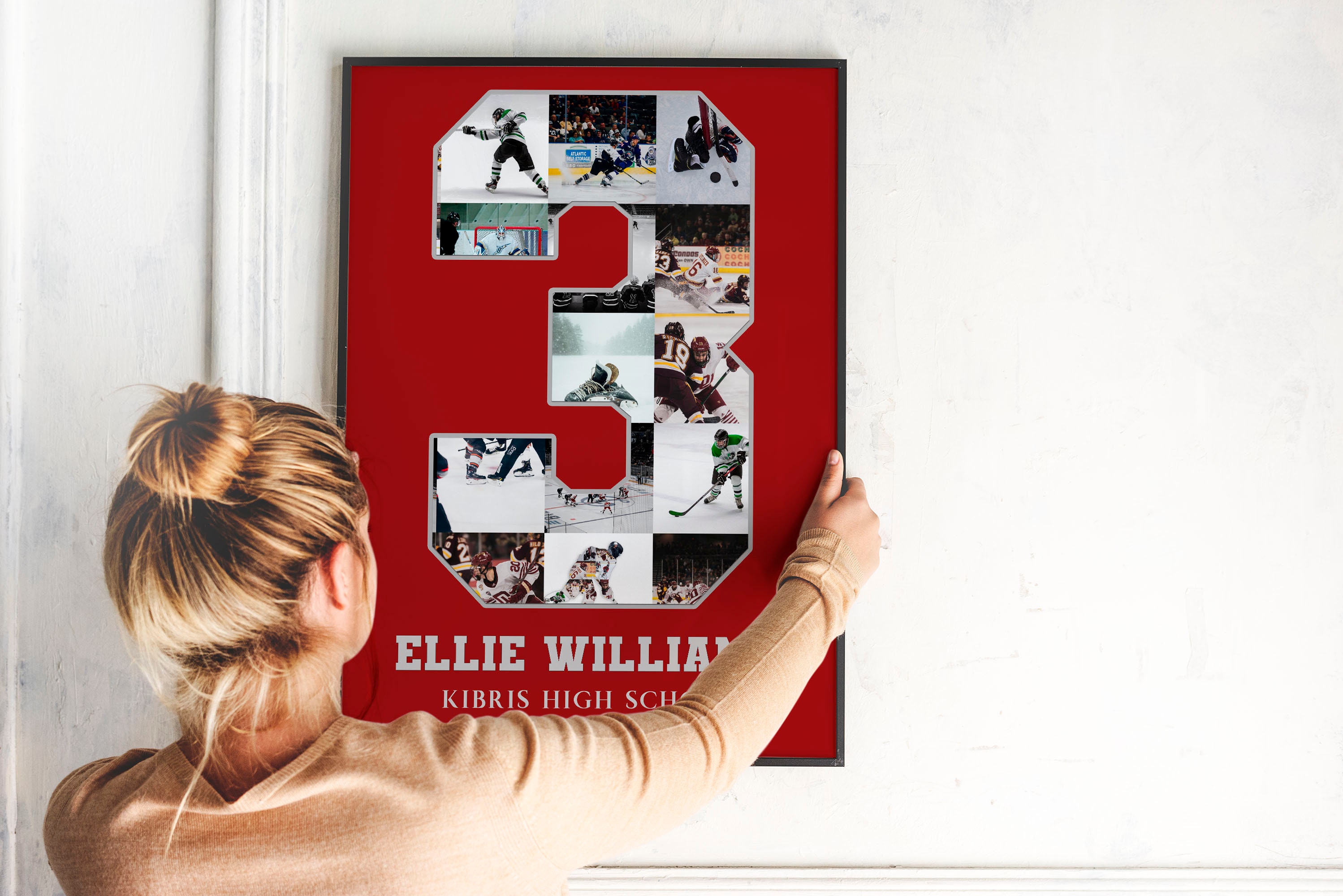 Printable Ice Hockey Number Photo Collage, Any Number Hockey Players ...