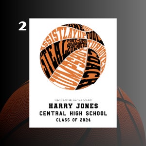 Printable Custom Basketball Typography Art, Senior Night Gifts ...
