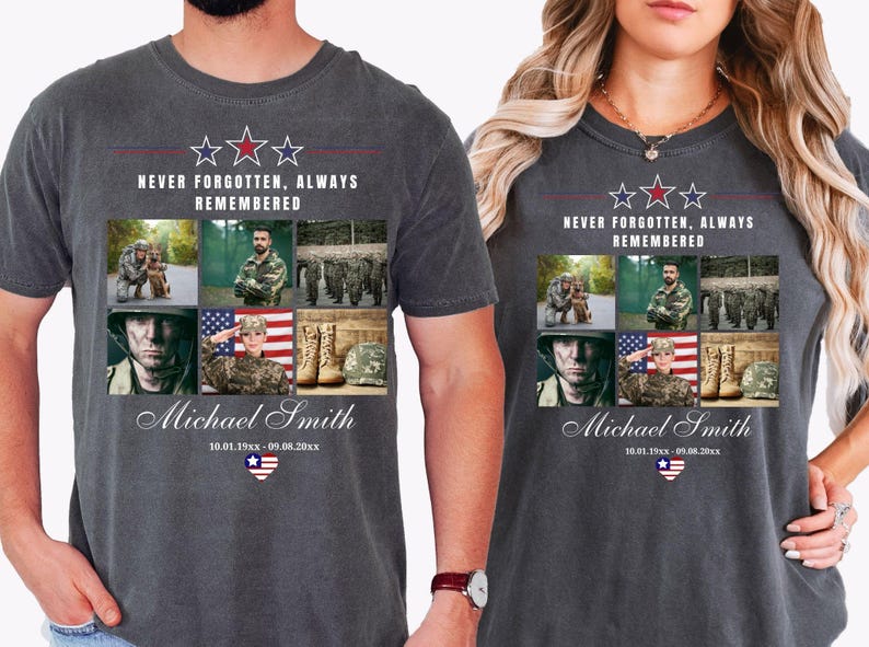 Custom Memorial Photo Shirt, Military Tribute Tee, Personalized Veteran ...