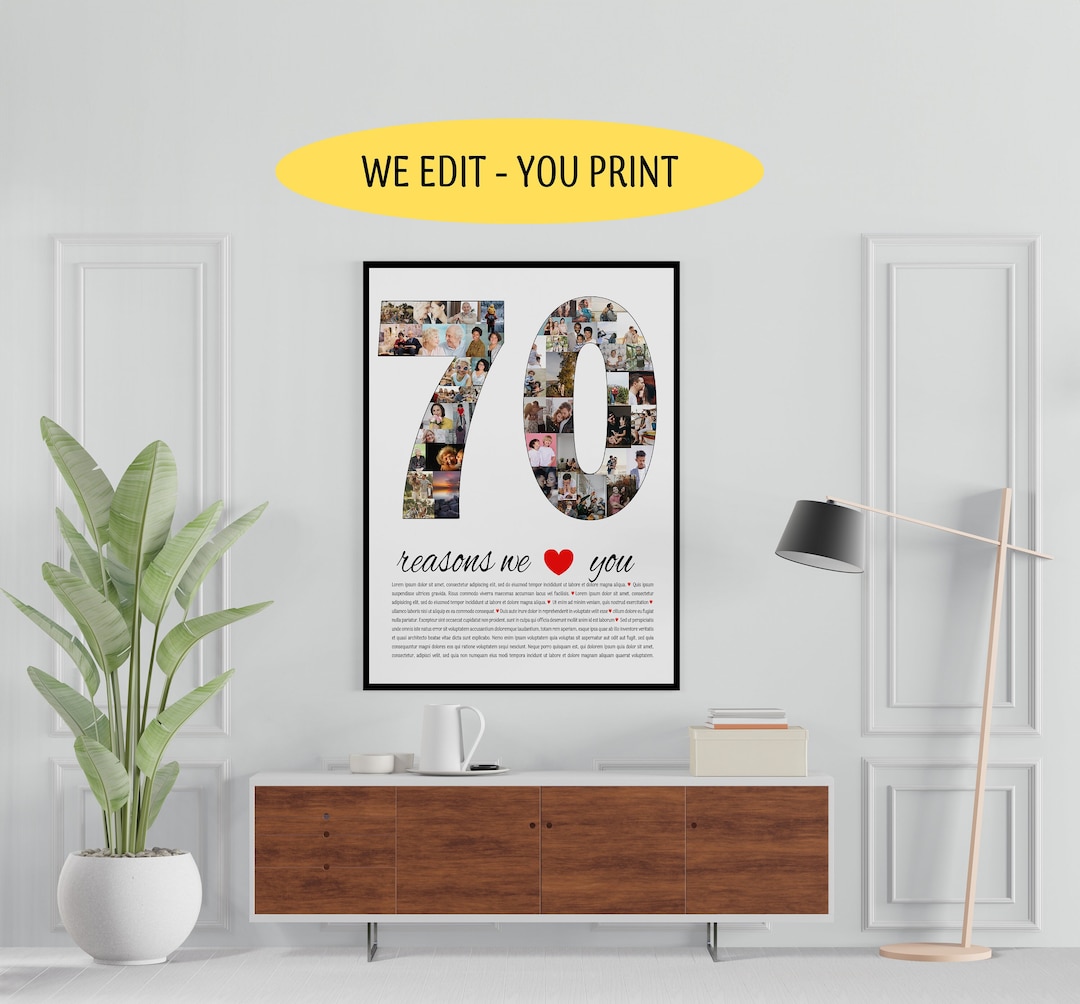 70 Gründe, warum wir dich lieben 70. Geburtstag Foto Collage Geschenk für Oma Personalisierte ...
