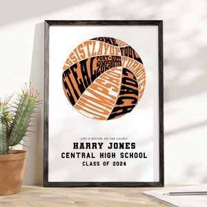 Printable Custom Basketball Typography Art, Senior Night Gifts ...