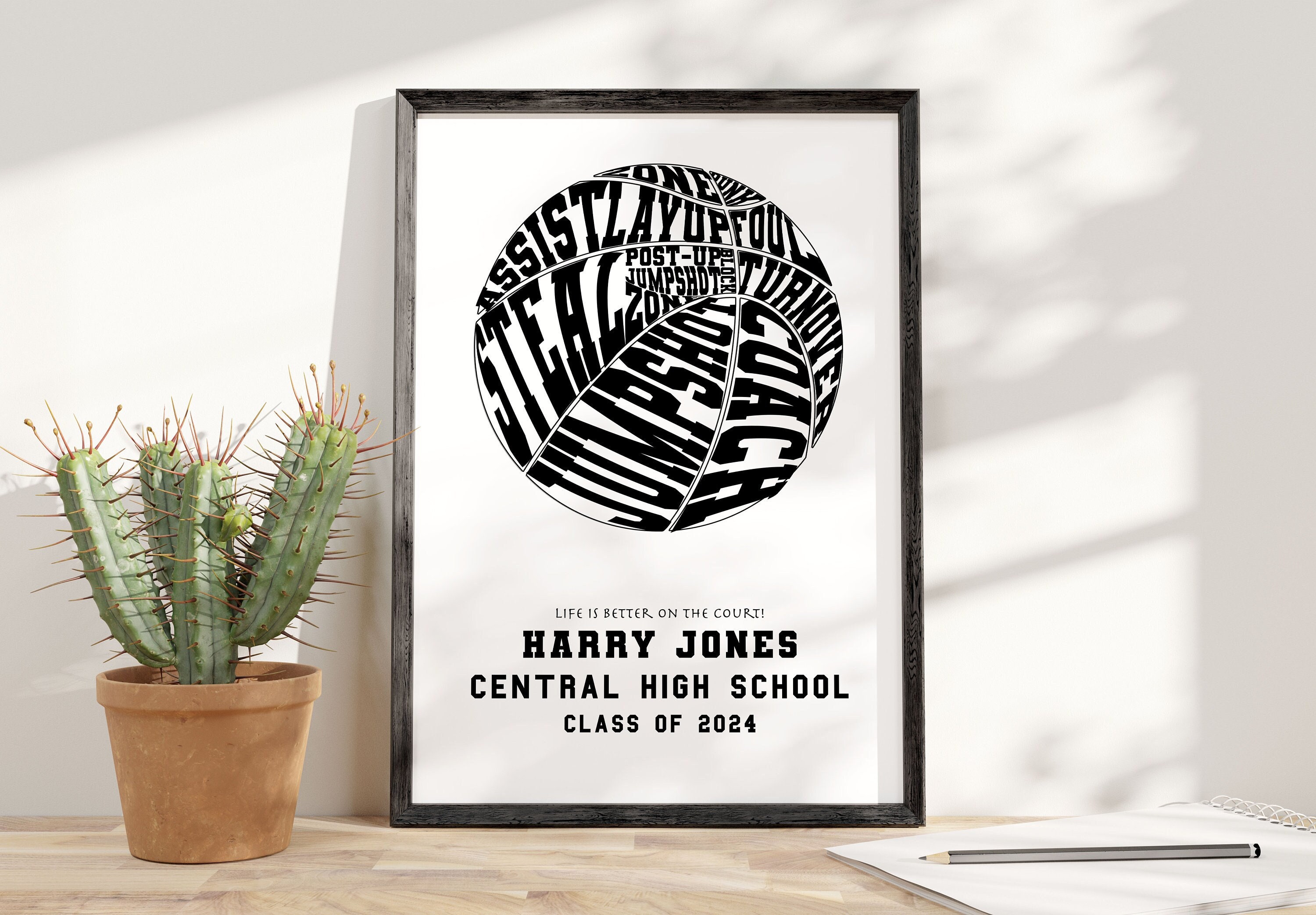Printable Custom Basketball Typography Art, Senior Night Gifts ...