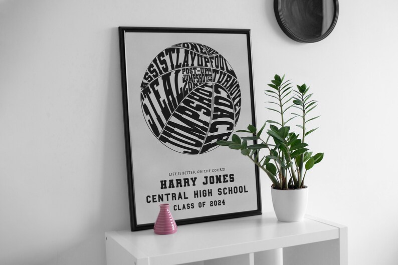 Printable Custom Basketball Typography Art, Senior Night Gifts ...