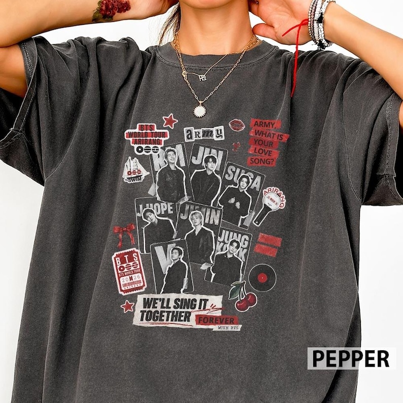 BTS World Tour 2026 Shirt, Bangtan Boys Vintage Card Graphic Tee, Army ...