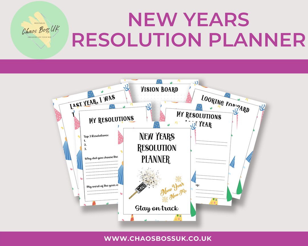 New Year Resolution Perpetul Planner - Reflect on Your Year and Set New ...