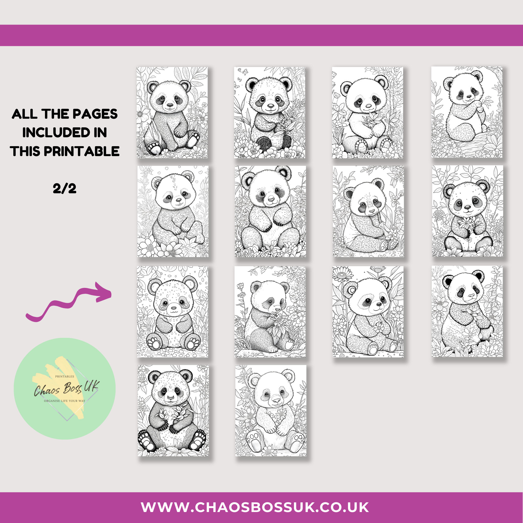 Cute Panda Colouring Pack - 29 Pages of Adorable Baby Panda Colouring ...