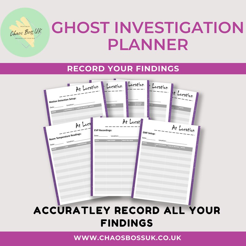 Ghost Investigation Planner – Paranormal Activity Journal (printable A4 ...