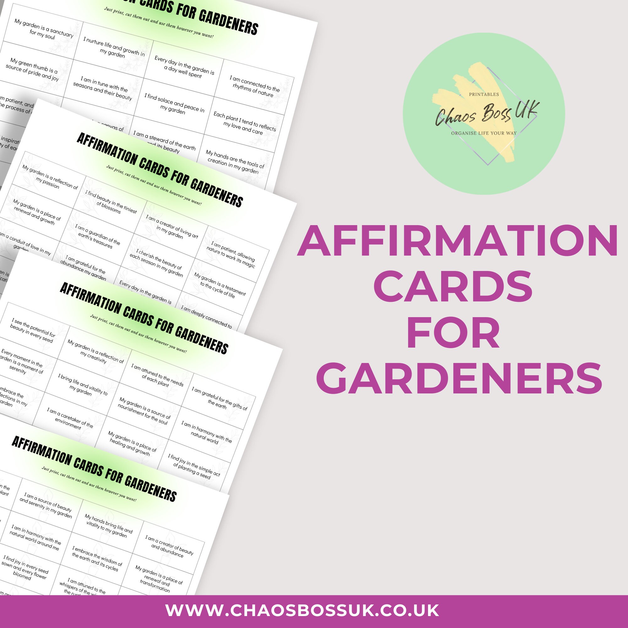 Printable Gardener's Affirmation Cards for Motivation and - Etsy