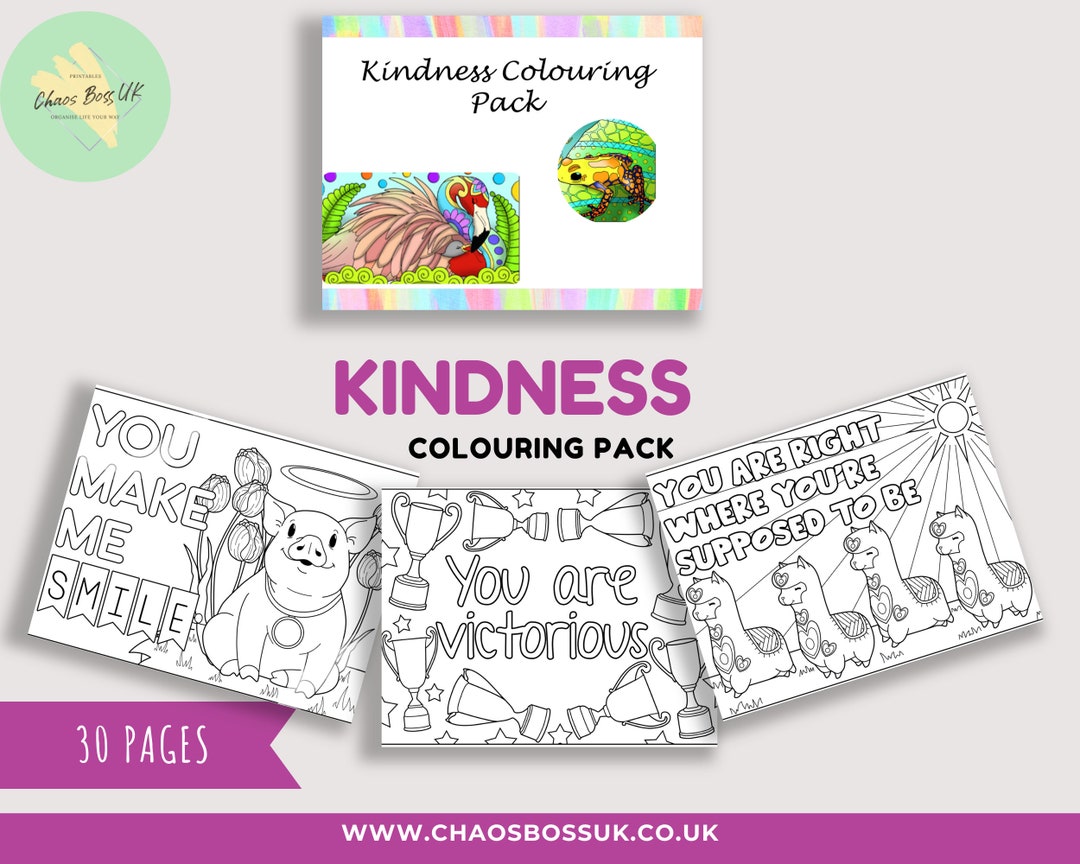 Kindness Colouring Pack Affirmation Coloring Pages - Etsy