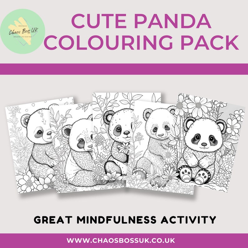 Cute Panda Colouring Pack - 29 Pages of Adorable Baby Panda Colouring ...