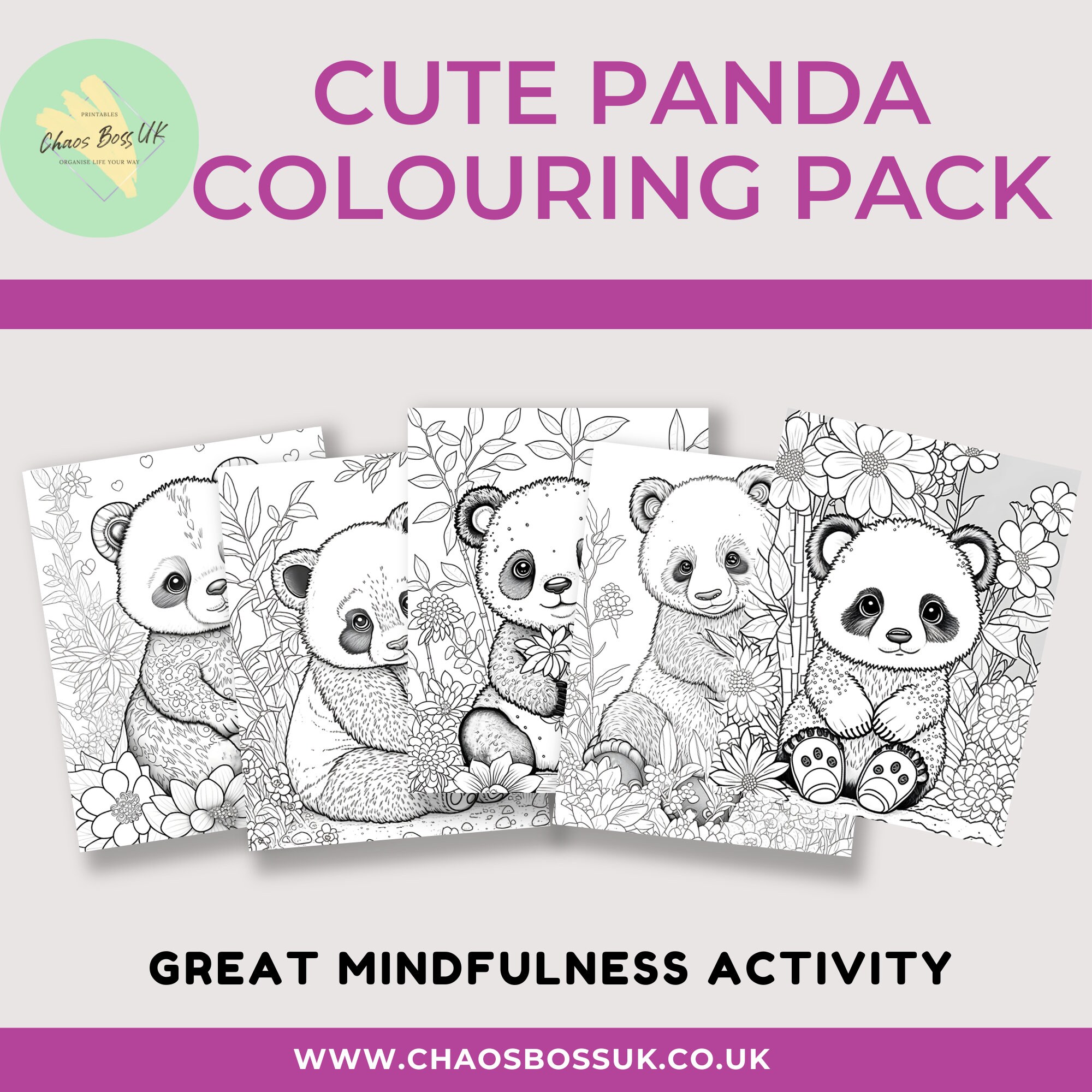 Cute Panda Colouring Pack 29 Pages of Adorable Baby Panda Colouring ...