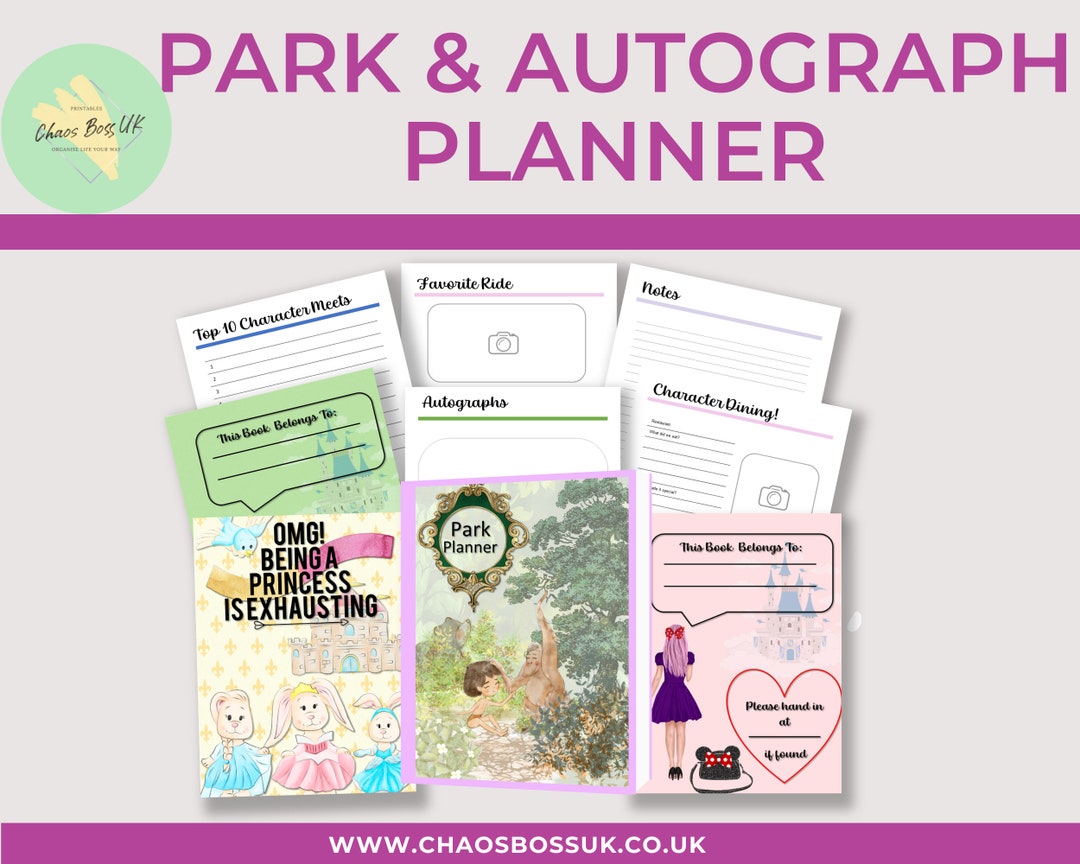 Park & Autograph Planner Amusement Park Journal With Character ...