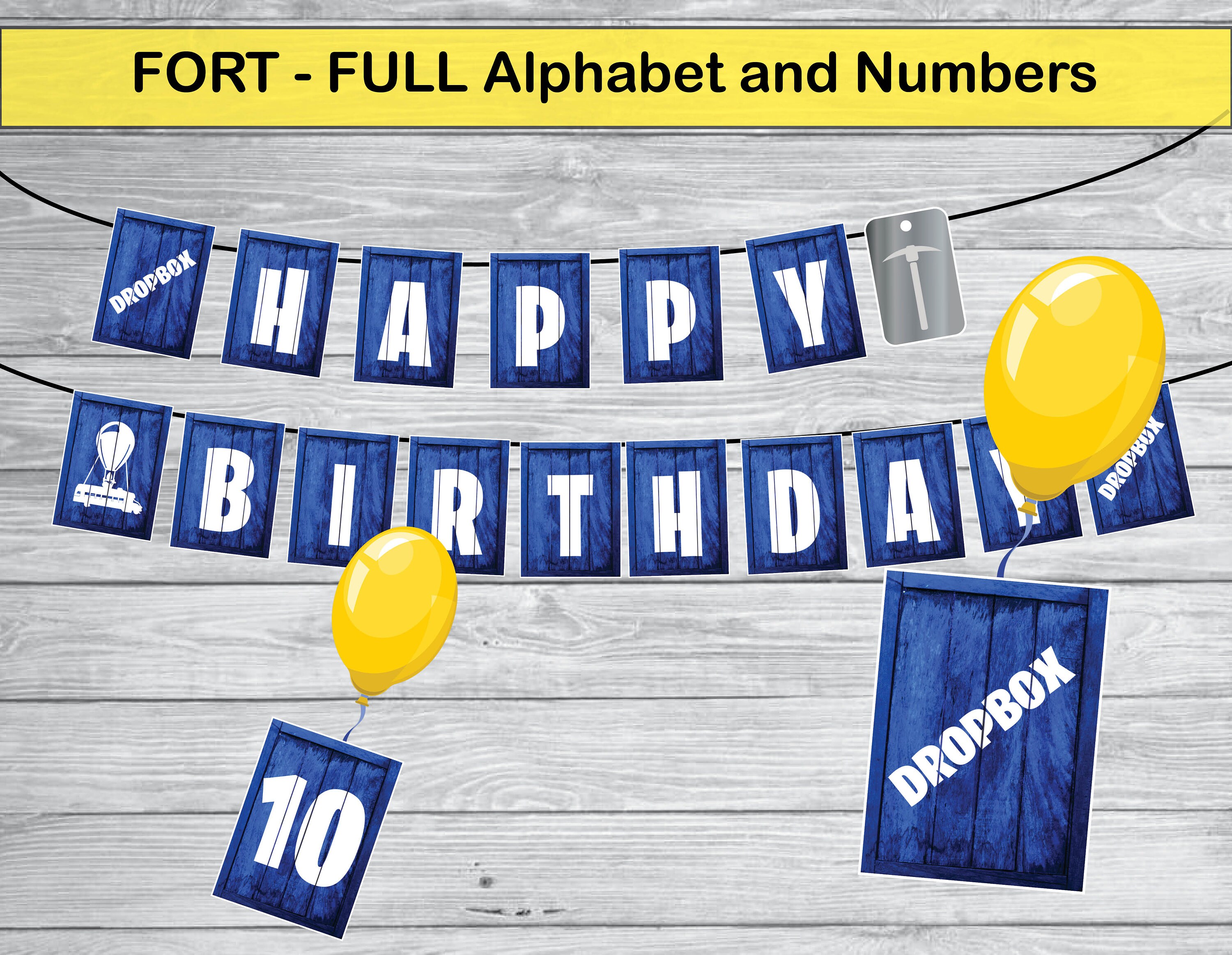 Fort Gamer Banner Blue Drop Box Crate Loot Party Favor. - Etsy