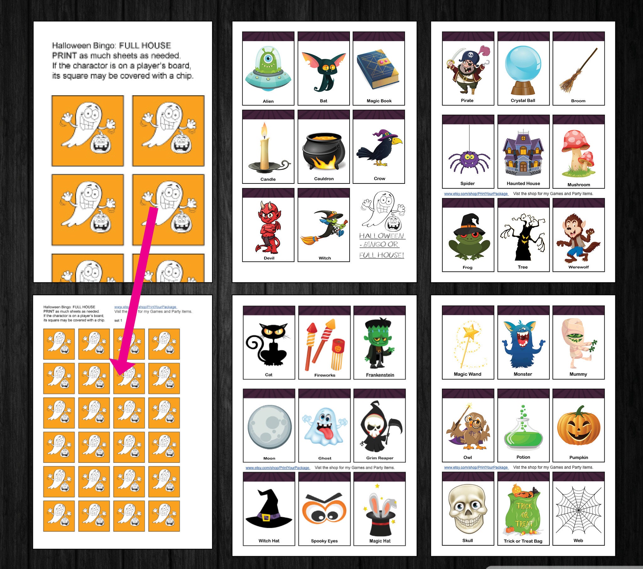 Halloween Full House Game Bingo Instant Download - Etsy