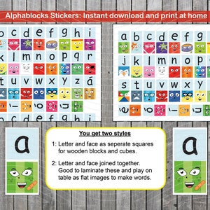 Alphablocks Stickers English and Irish - for 2cm Mathlink Cubes or ...