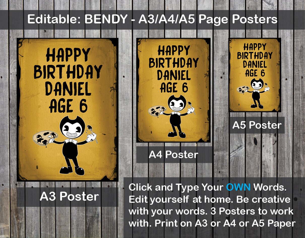 Bendy and the Ink Machine EDITABLE Poster Designs - Etsy