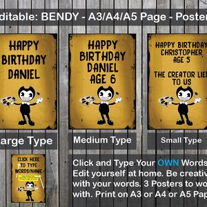 Bendy and the Ink Machine EDITABLE Poster Designs - Etsy