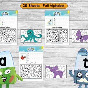 Alphablocks - Colouring by Letter to Find Hidden Picture: A to Z - Etsy