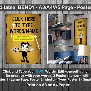 Bendy and the Ink Machine EDITABLE Poster Designs - Etsy