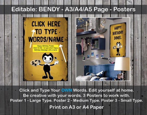 Bendy and the Ink Machine EDITABLE Poster Designs - Etsy