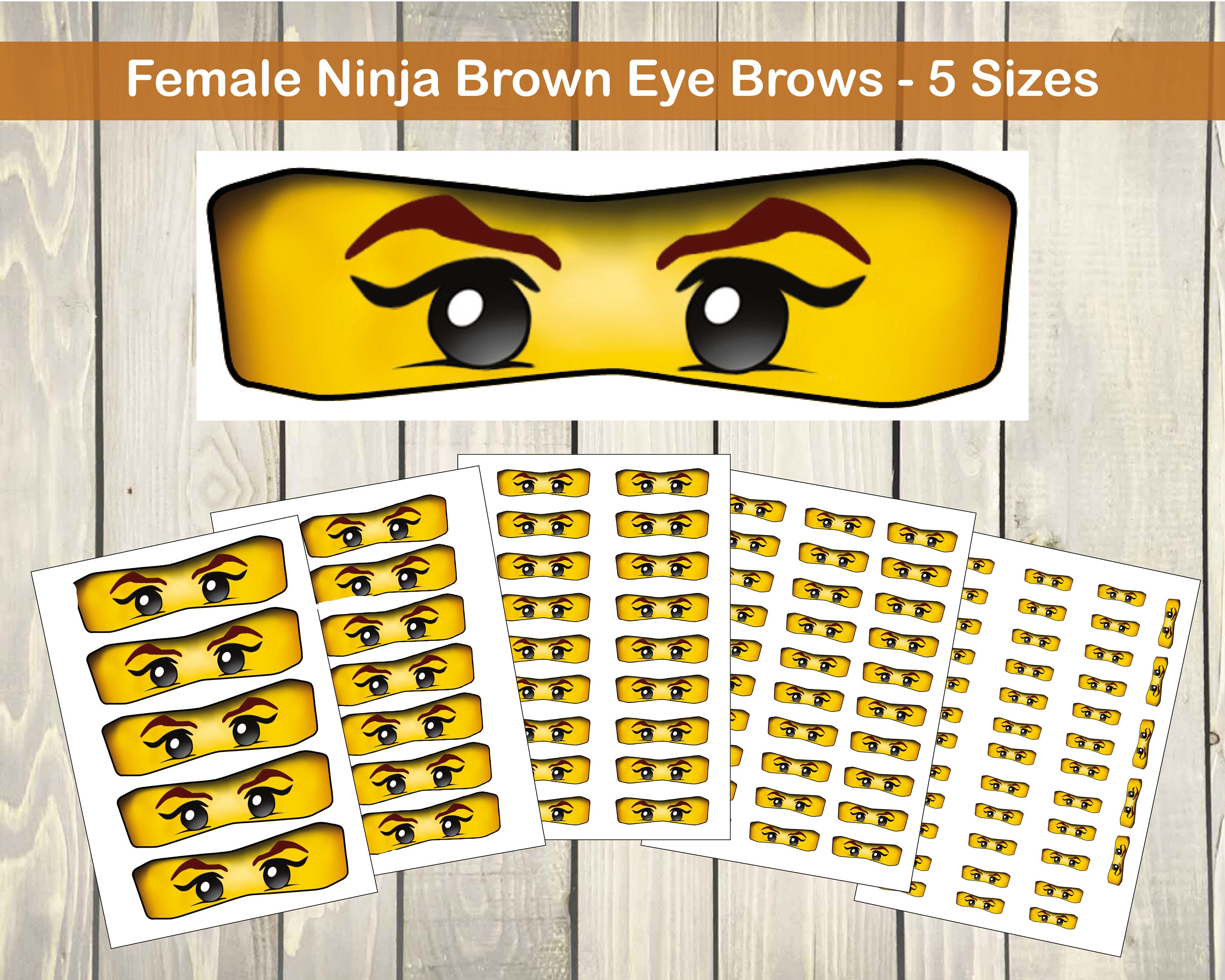 Female Ninja BROWN Eye Brows: 5 Sizes. INSTANT DOWNLOAD high - Etsy