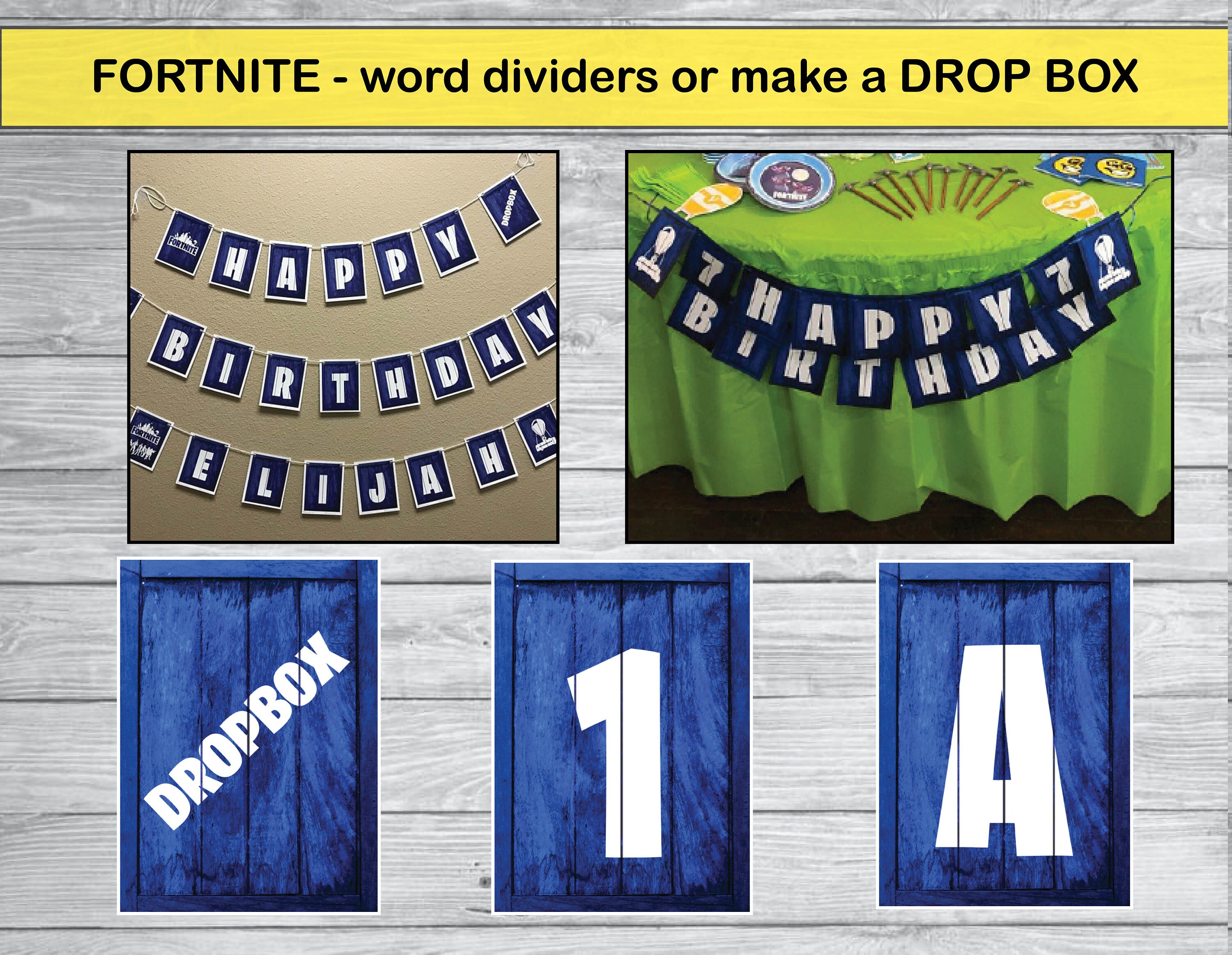 Fort Gamer Banner Blue Drop Box Crate Loot Party Favor. - Etsy