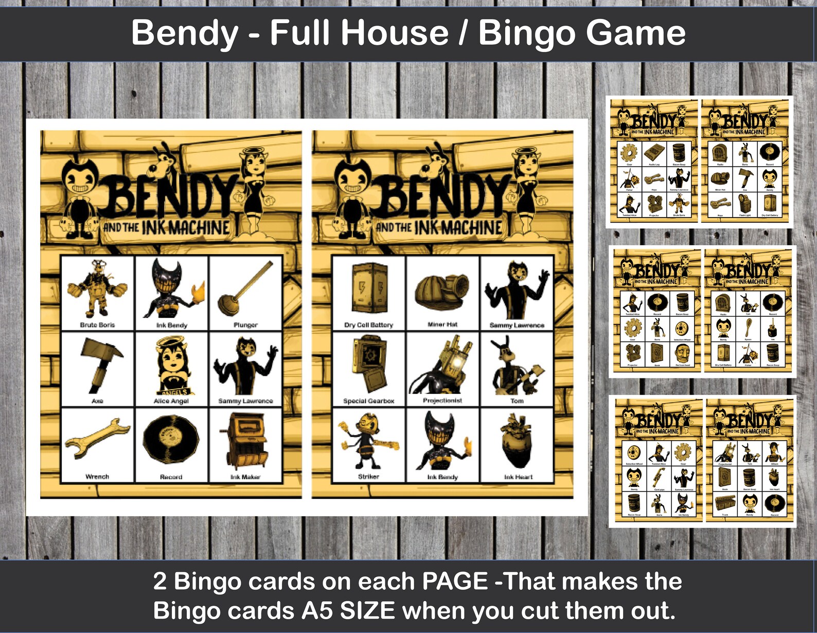 Bendy and the Ink Machine Bingo / FULL HOUSE Game - Etsy