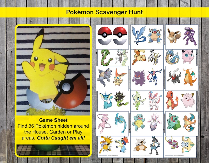 Pokemon Hunting Game - Printable Scavenger Hunt | Instant Download ...