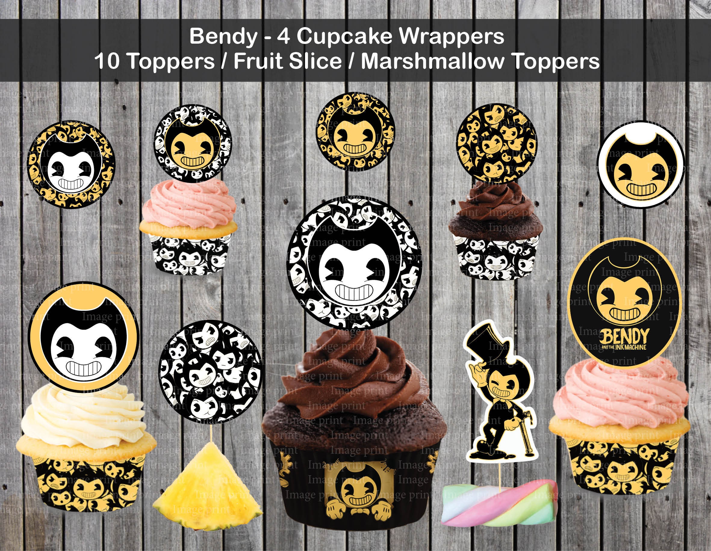 Bendy and the Ink Machine 10 Cupcake / Fruit Slice / - Etsy