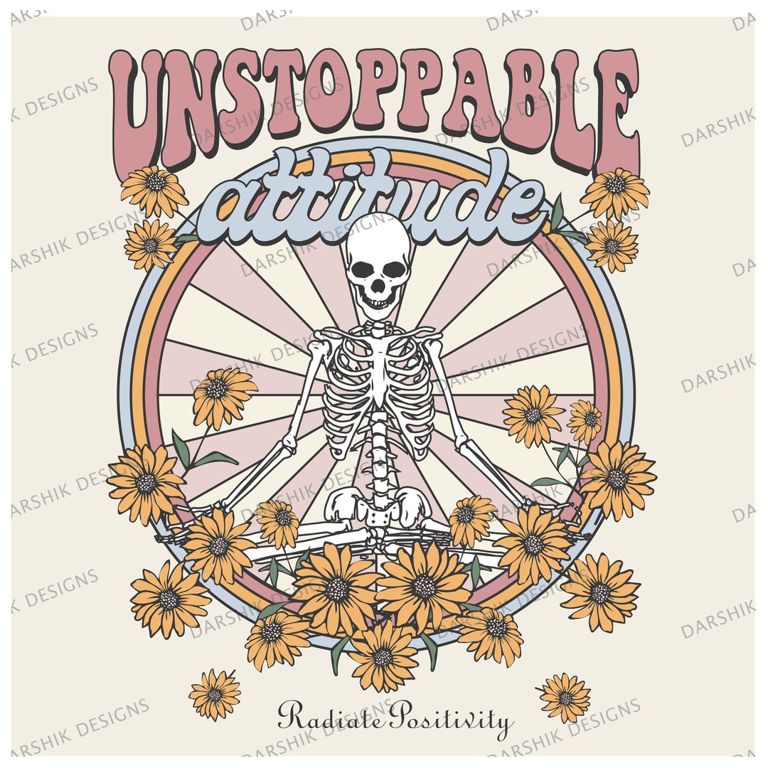 Unstoppable Skeleton Wild Flower Retro T-shirt Graphics Design - Etsy