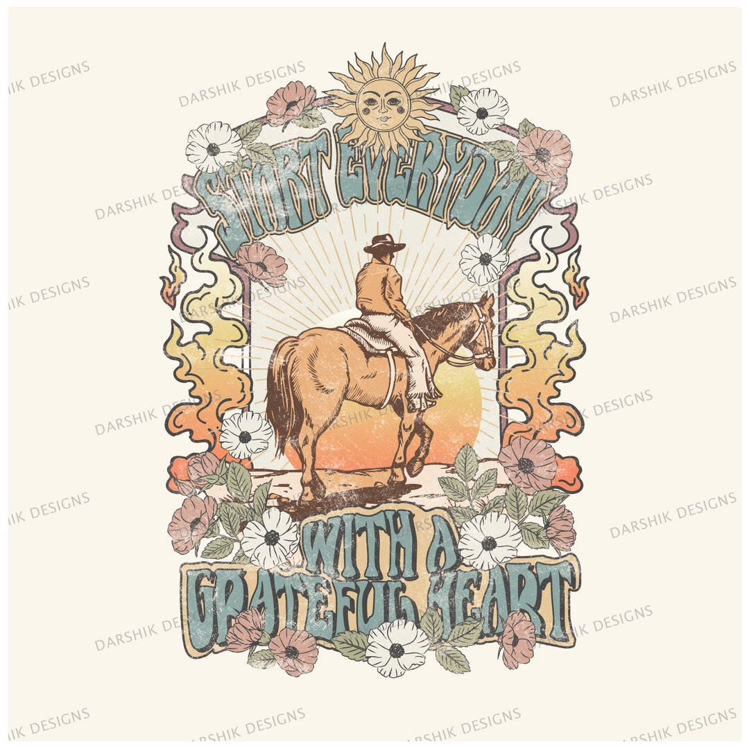 Desert Cowboy Outdoor Psychedelic Retro Wild Flower Butterfly Groovy ...