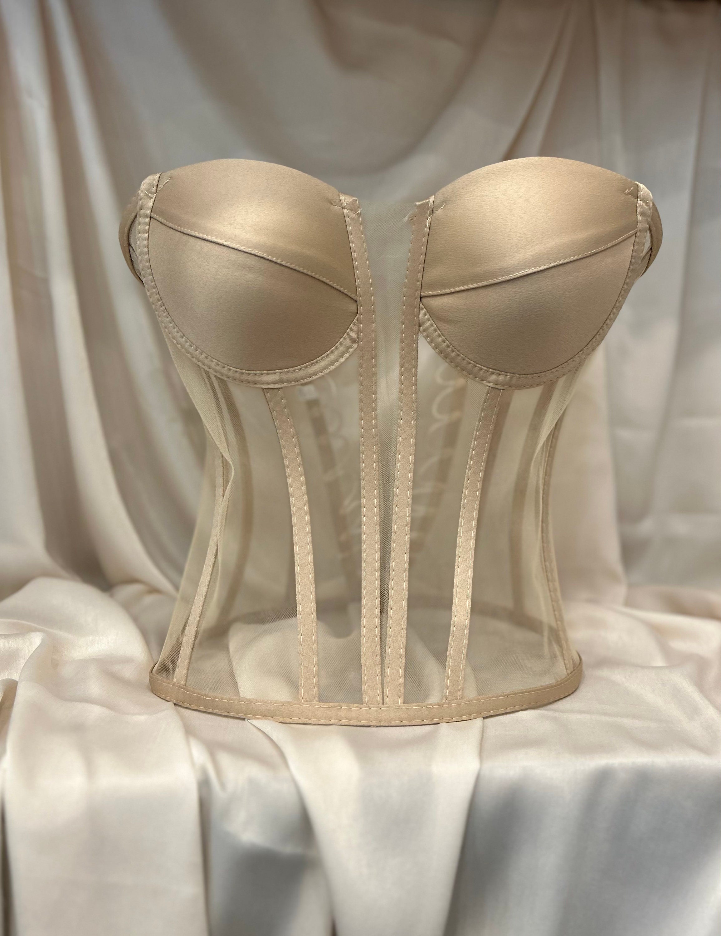 Beige Corset ,transparent Corset, Bridal Bustier Corset, Corset Bustier ...