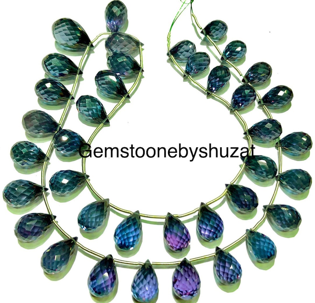 Faceted Alexandrite Teardrop Beads: Color Changing Gemstone Briolettes ...