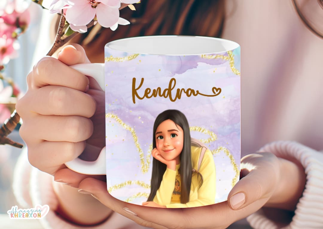 Personalized Cartoon Photo Mug, Unique Gift, Memory Keeper, Custom Name ...